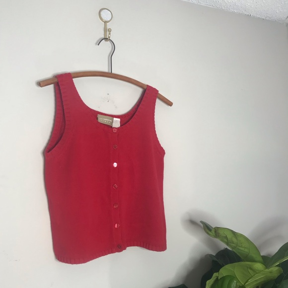 Vintage | Tops | Vintage Retro 9s Sweater Button Up Crop Tank | Poshmark